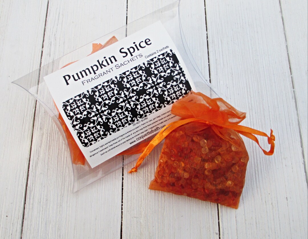 Pumpkin Spice Sachets, Aroma Beads, Set of 2 Highly Fragranced Organza ...