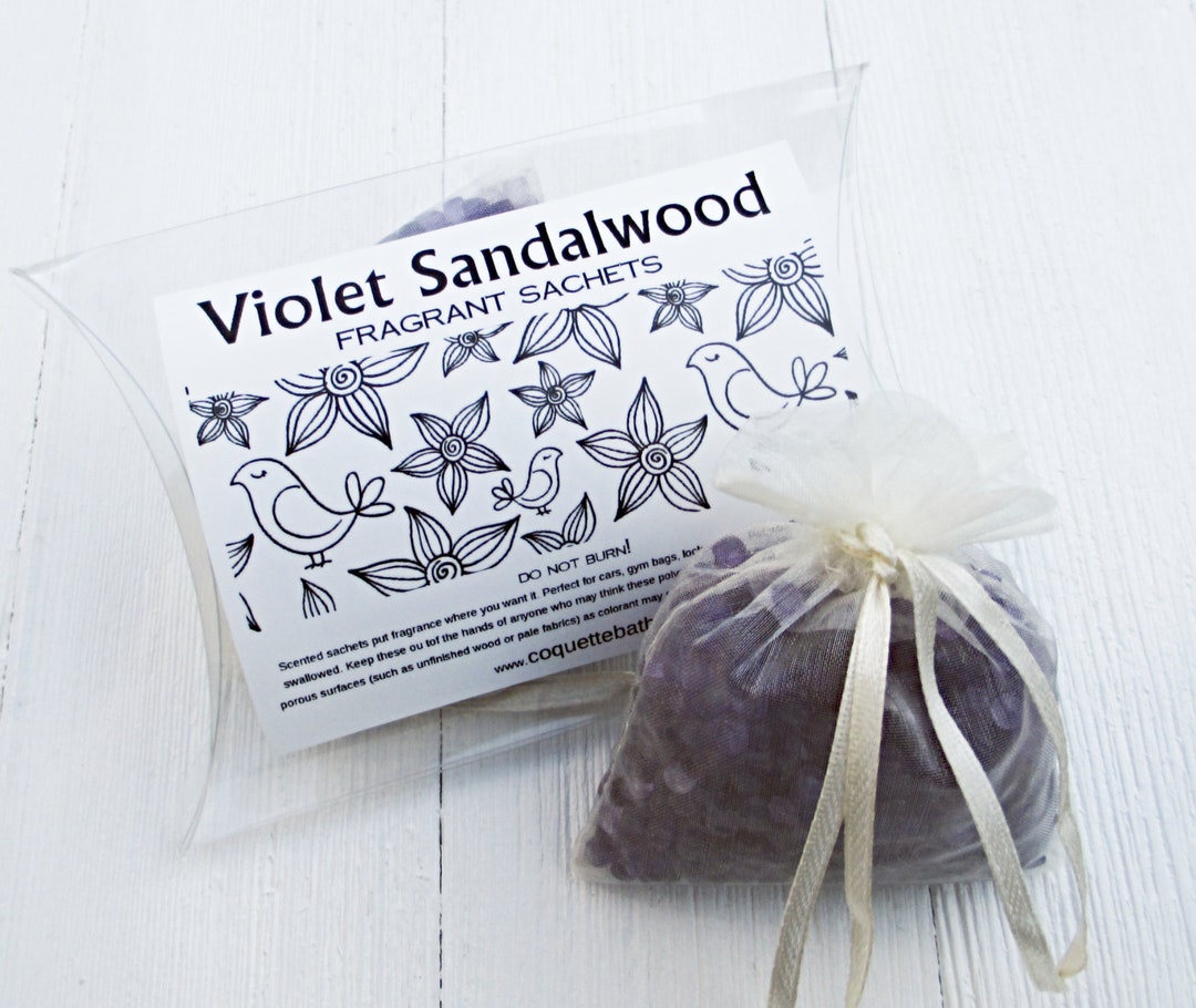 Violet Sandalwood Sachets, 2pc Set, Highly Fragranced Organza Bag ...
