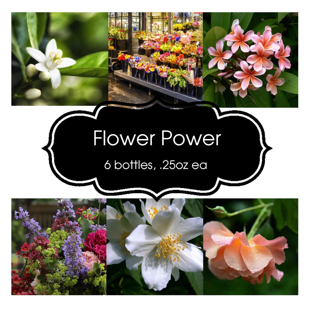 Flower Power Fragrance Collection, 6 Bottles, .25oz Each, Gift Box ...