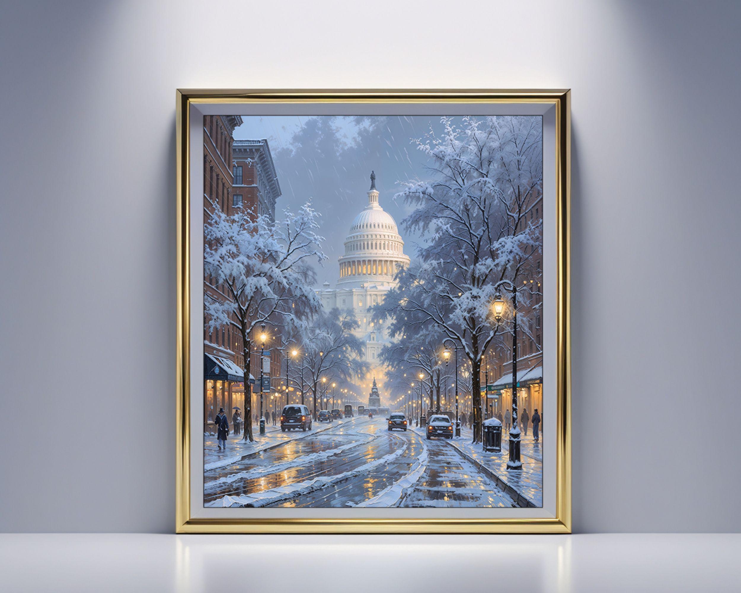Snowstorm in Washington, DC 8K Ultra HD Winter Landscape Oil Painting ...