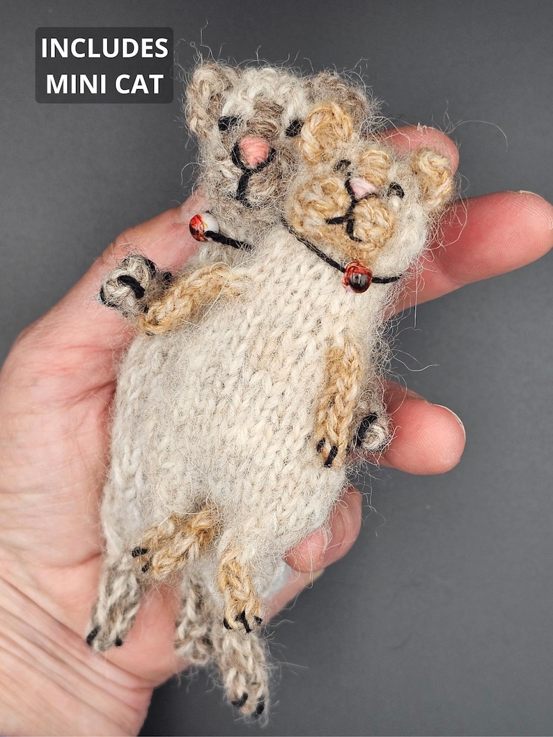 Tiny Knit Cat Toy Pattern – Miniature Animal, Knit in Round (PDF) - Etsy