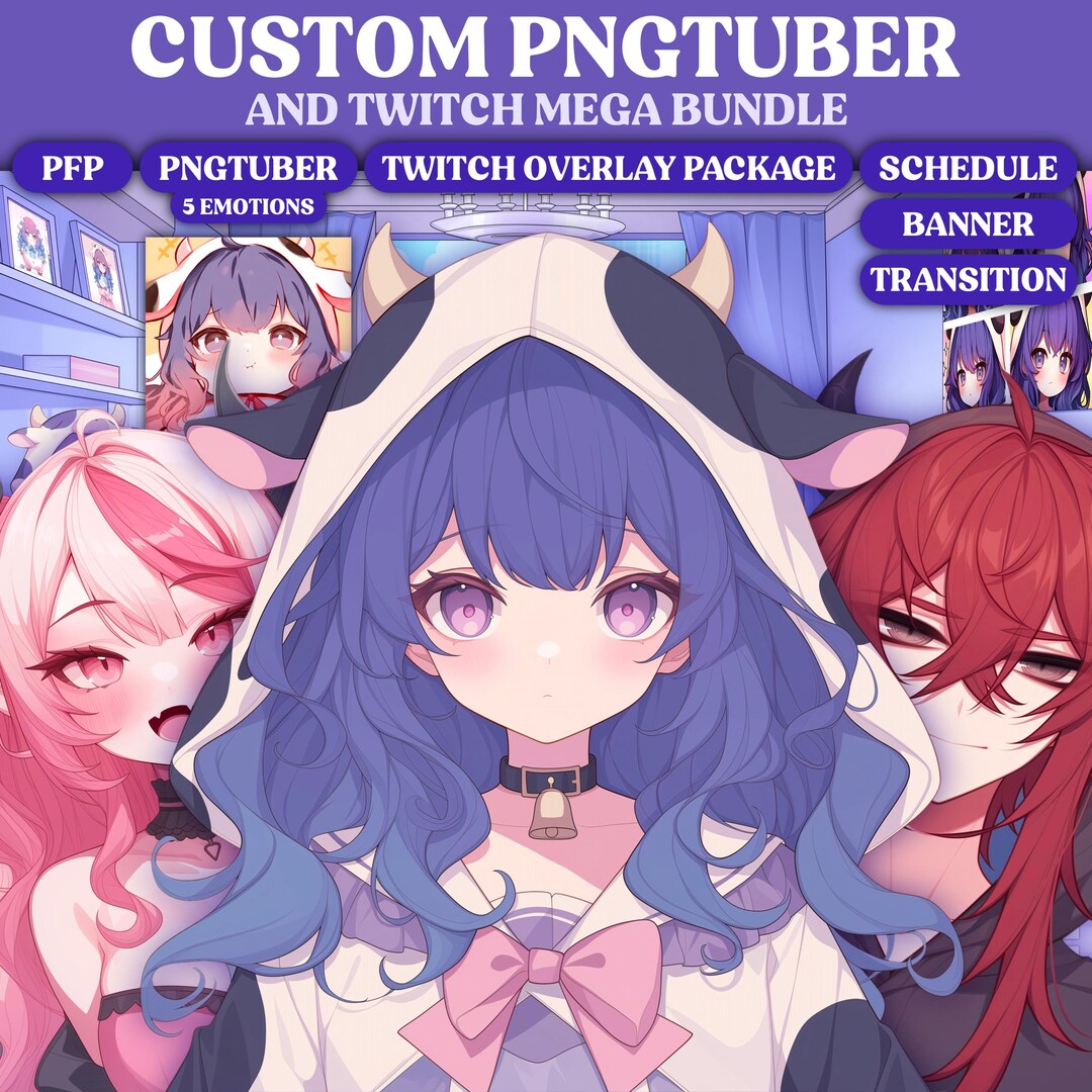 Custom Pngtuber Model | Twitch Overlay Package | Avatar | Banner ...