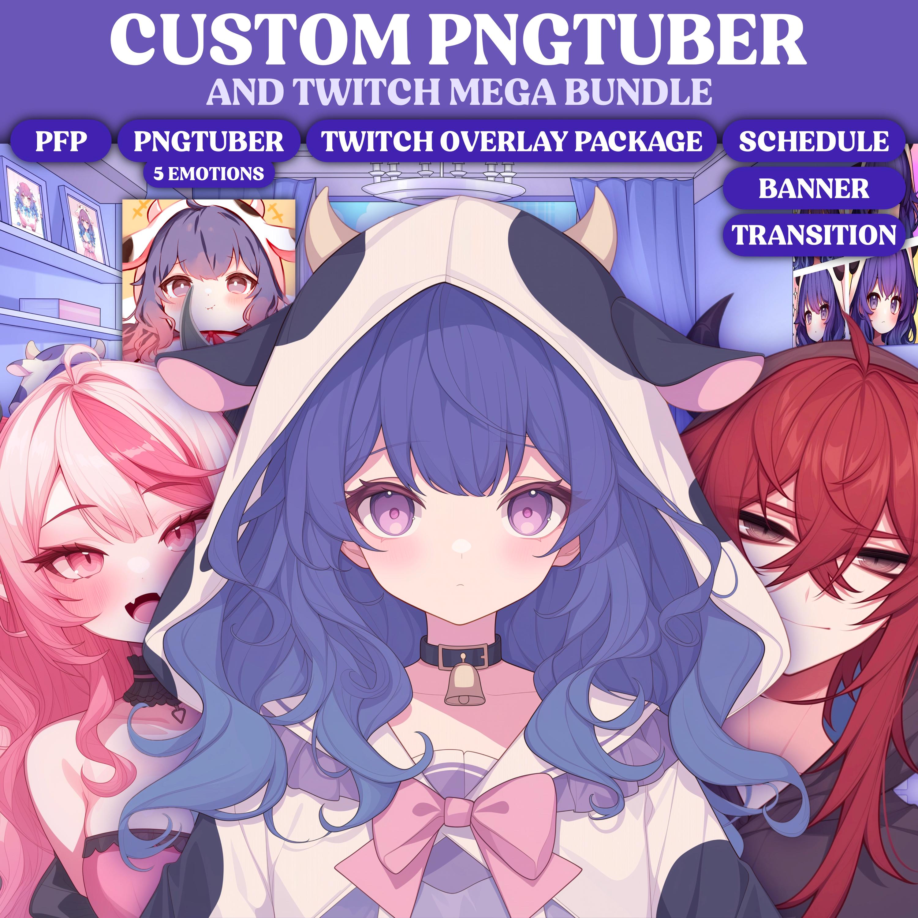 Custom Pngtuber Model Twitch Overlay Package Avatar Banner Background ...