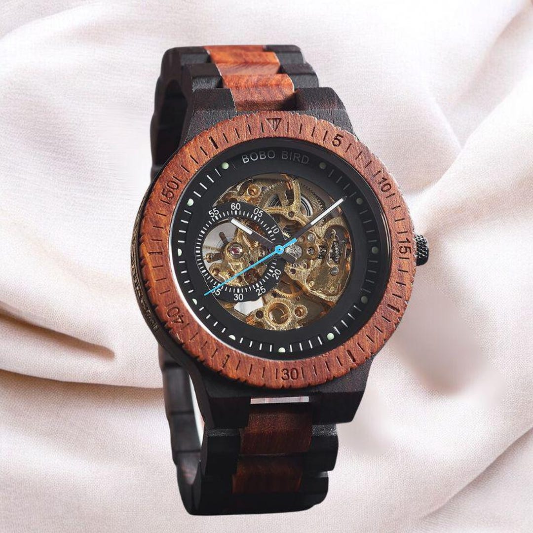 Engraved Wood Watch for Men Personalized Automatic Watch Anniversary ...