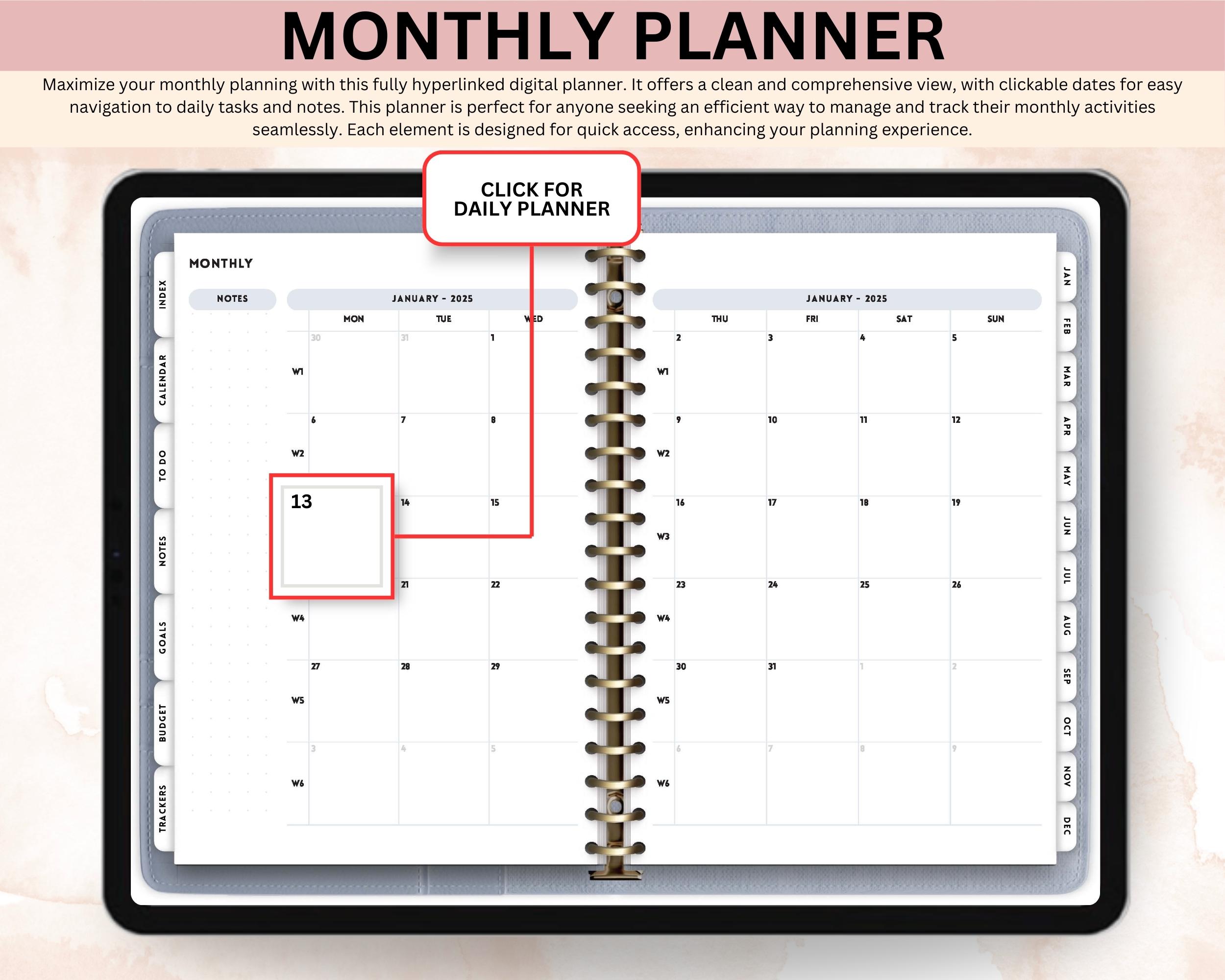 2025 Digital Planner: Monday Start, Goodnotes & Notability Compatible ...