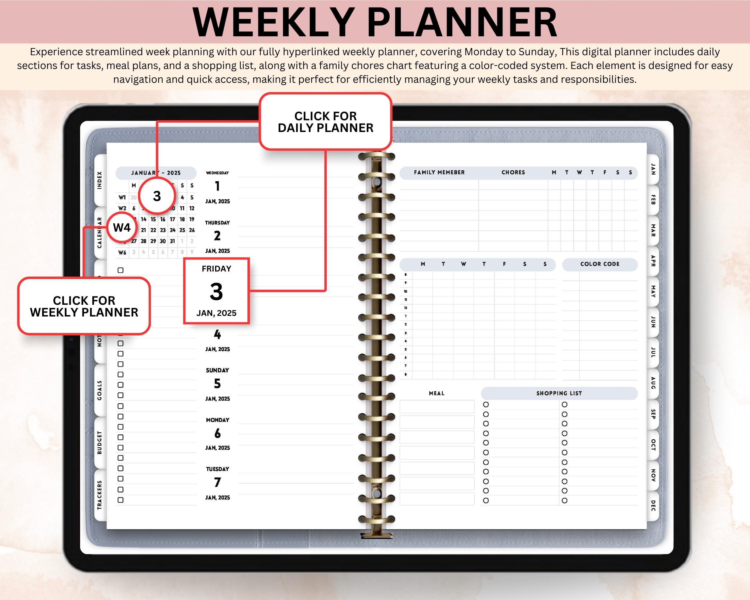 2025 Digital Planner: Monday Start, Goodnotes & Notability Compatible ...