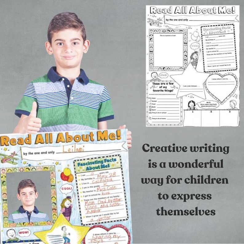 Kids School Project,read All About Me&star Student Big Write-and-read ...