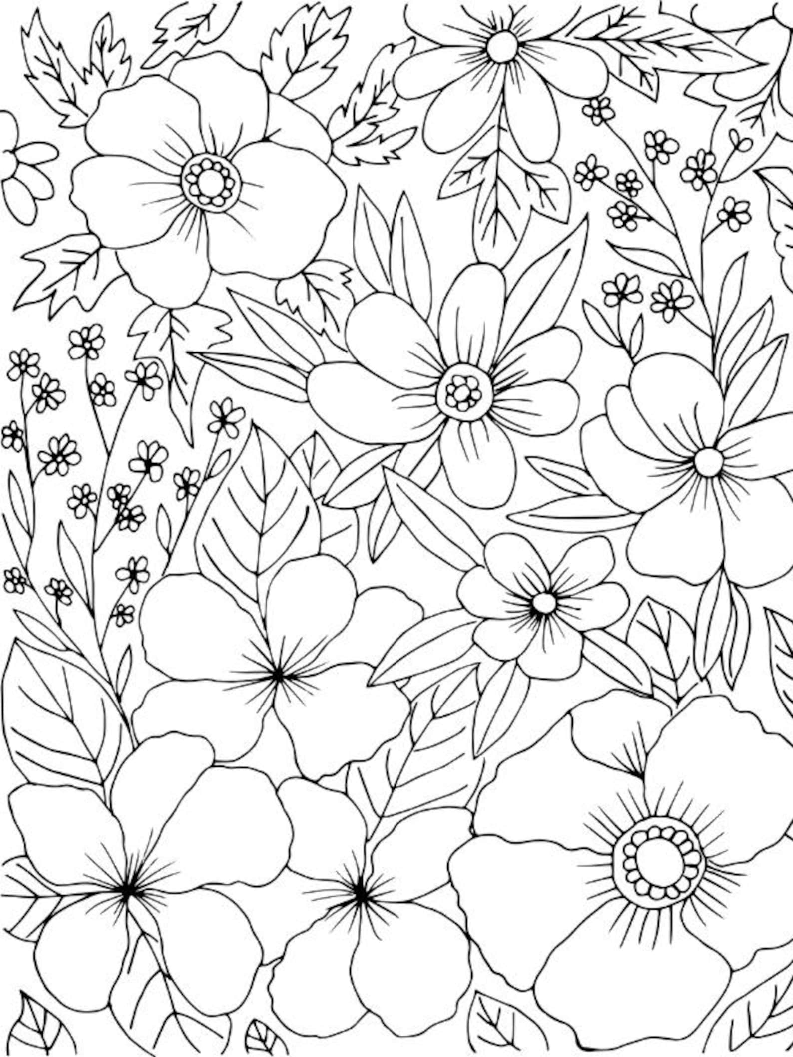 100 Misc Flower Coloring Pages Download Flower Prints Botanical Flowers Floral Elegance Relaxing ...