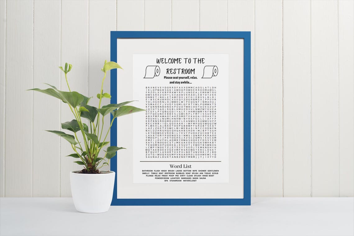 Welcome to the Restroom Find A Word Print,restroom Fun,home Decor ...