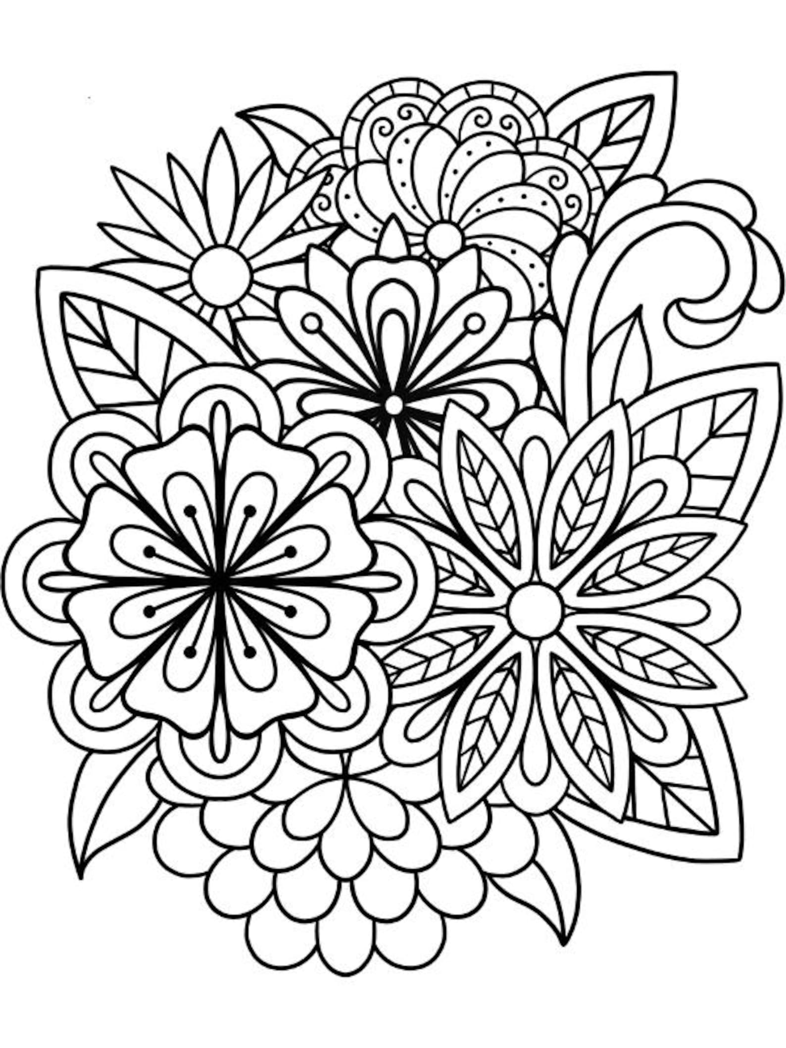 100 Misc Flower Coloring Pages Download Flower Prints Botanical Flowers Floral Elegance Relaxing ...