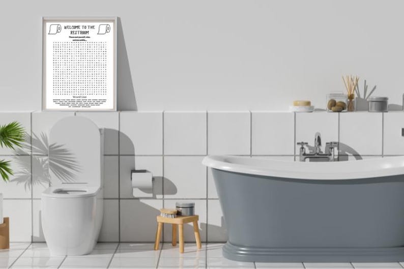Welcome to the Restroom Find A Word Print,restroom Fun,home Decor ...