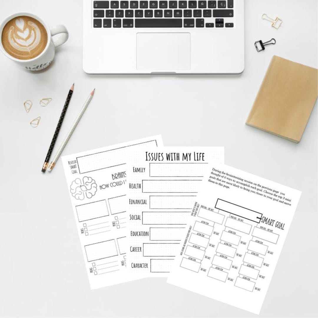Digital Wellness Goal Setting Template Download ~ 40 Pages - Etsy