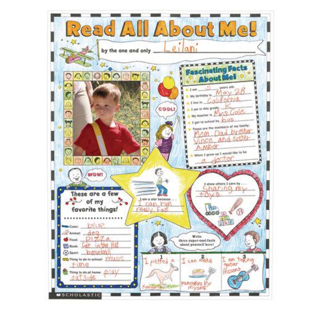 Kids School Project,read All About Me&star Student Big Write-and-read ...