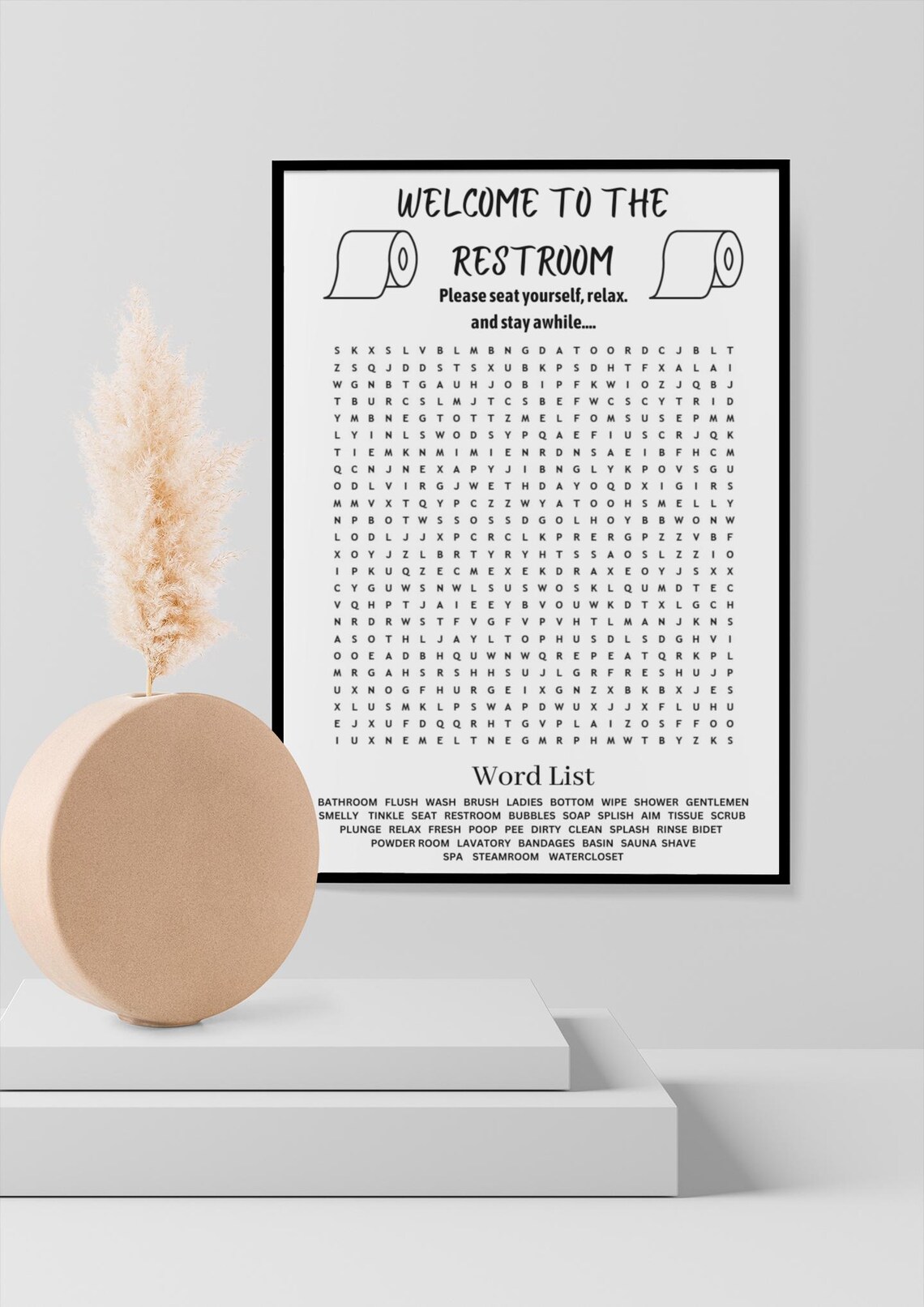 Welcome to the Restroom Find A Word Print,restroom Fun,home Decor ...