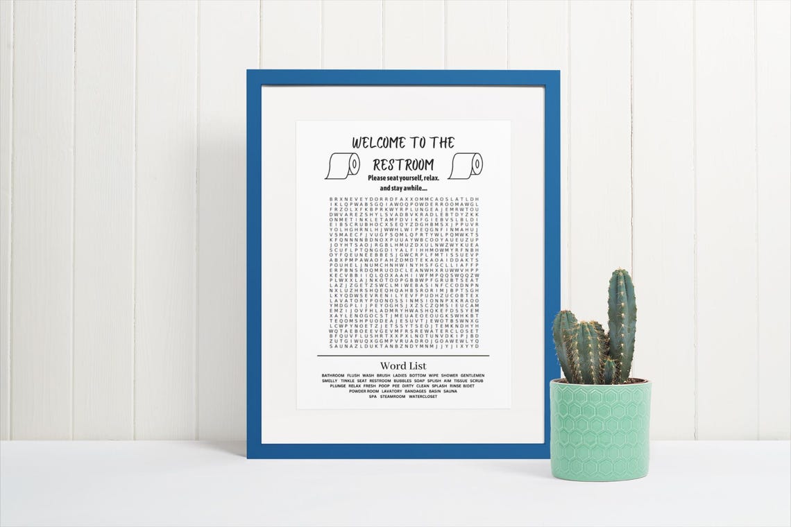 Welcome to the Restroom Find A Word Print,restroom Fun,home Decor ...