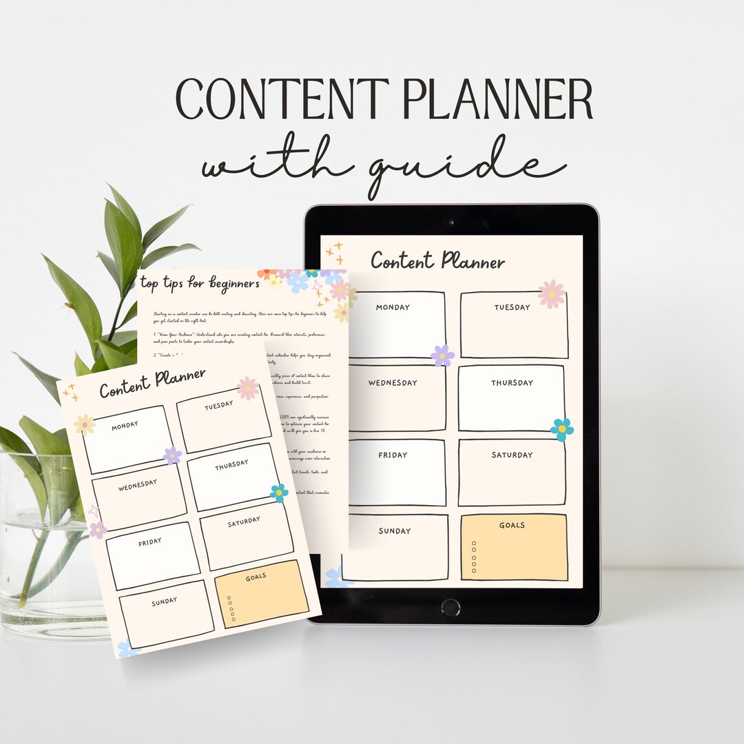 Content Planner Printable Weekly Planner for Social Media or Marketing ...