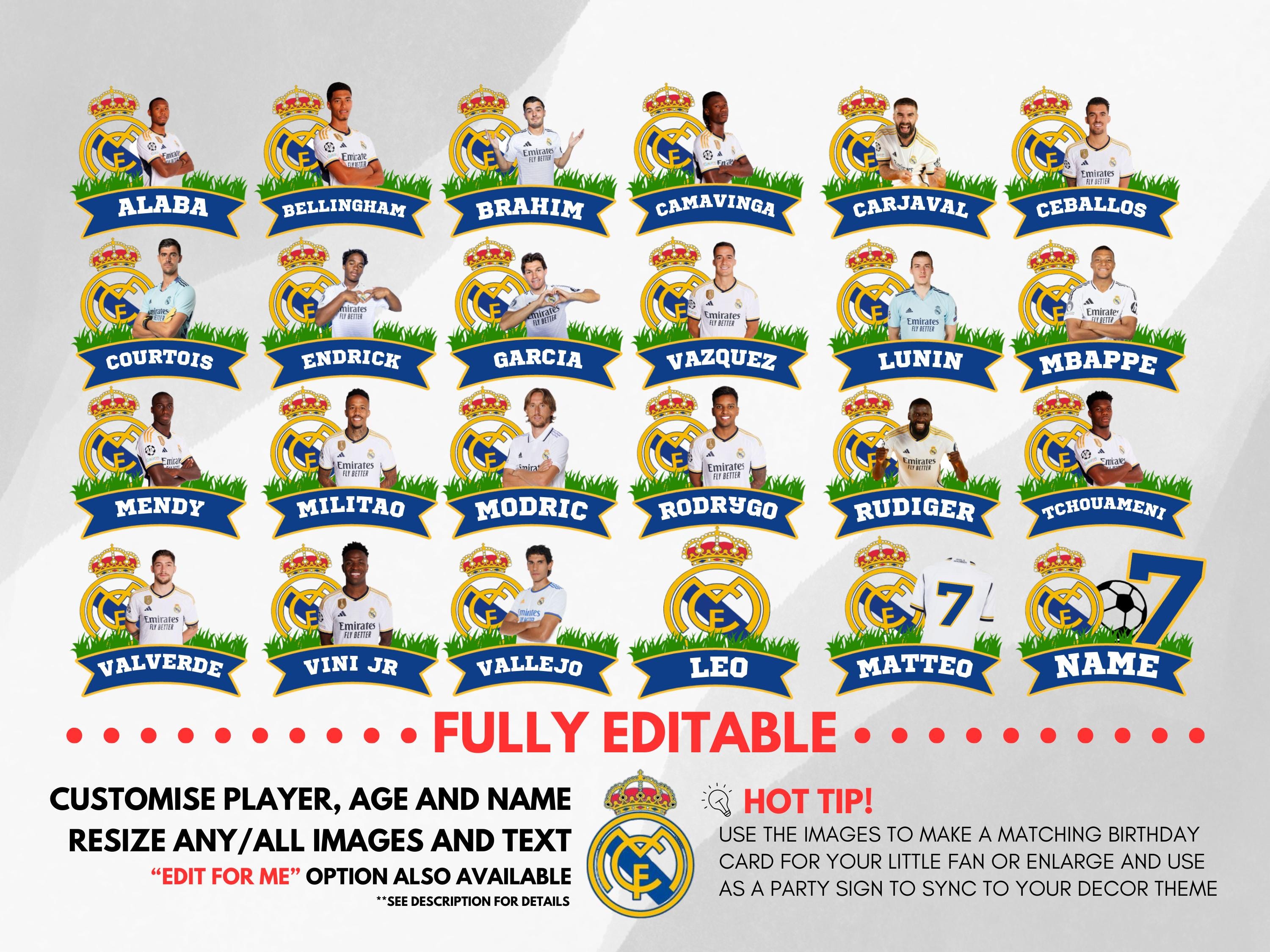 Real Madrid Cake Topper | Printable Football Player Decor | Custom ...
