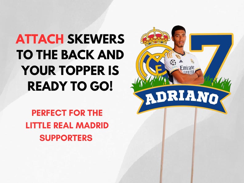 Real Madrid Cake Topper | Printable Football Player Decor | Custom ...