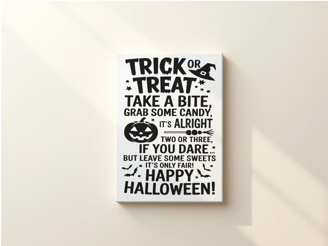 Printable Trick or Treat Sign Halloween Rhyme Welcome Sign Black and ...