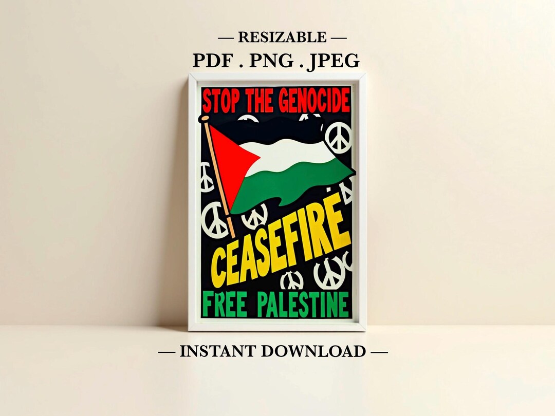 Free Palestine PNG Poster | Ceasefire Sign | Printable PDF & JPEG ...