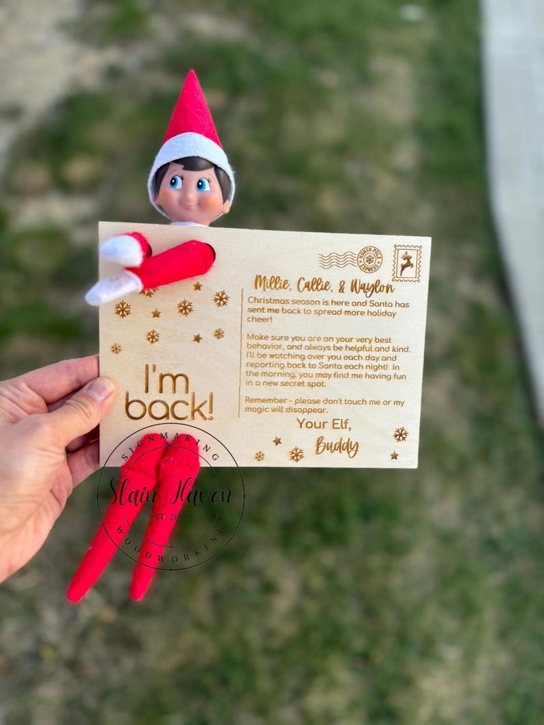 Elf on the Shelf Sign, Welcome Back Elf on the Shelf, Elf on the Shelf ...