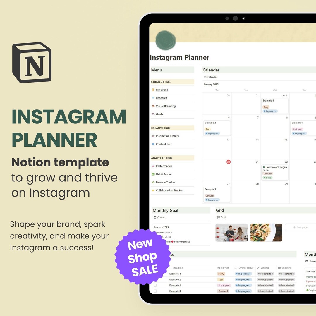 Notion Instagram Planner Template: Social Media Content Calendar ...