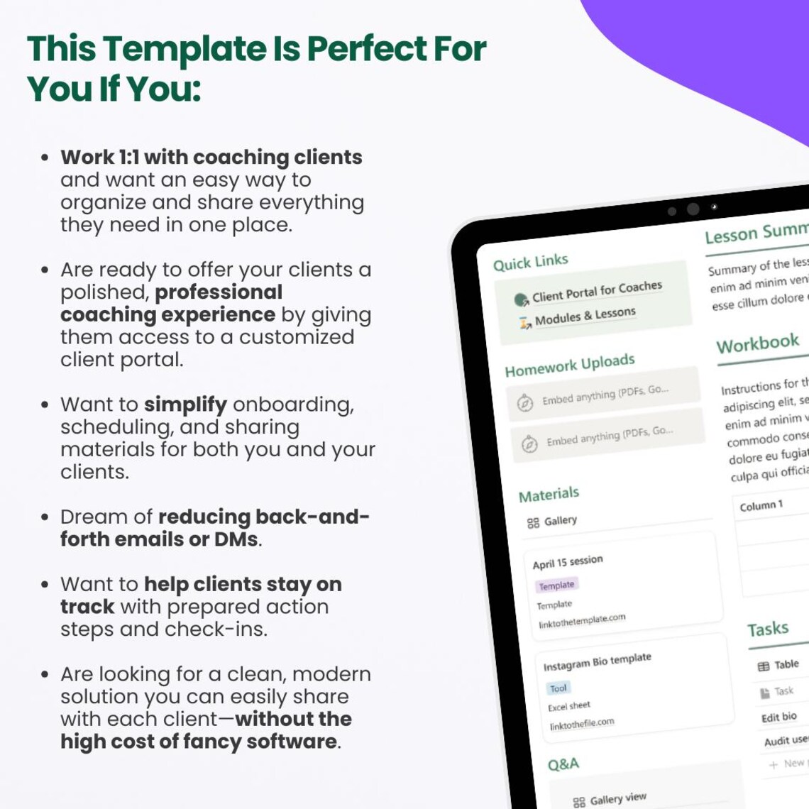 Client Portal for Coaches: Notion Template (digital Download) - Etsy