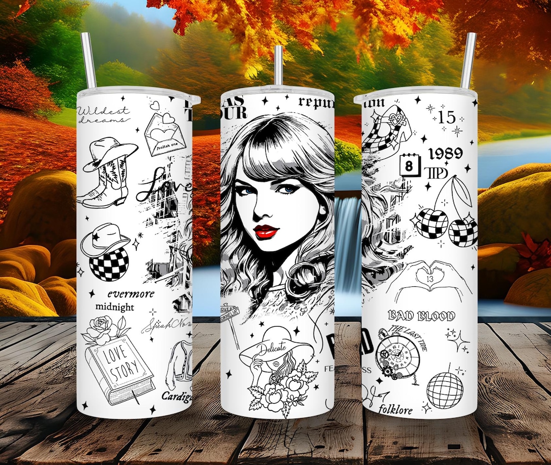 Pop Singer Collage Sublimation Tumbler Wrap, Music Album Pink With ...