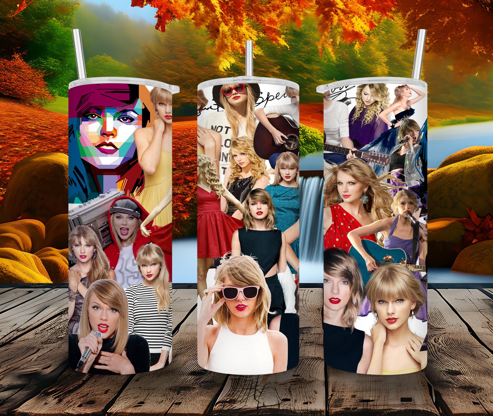 Pop Singer Collage Sublimation Tumbler Wrap, Music Album Pink With ...