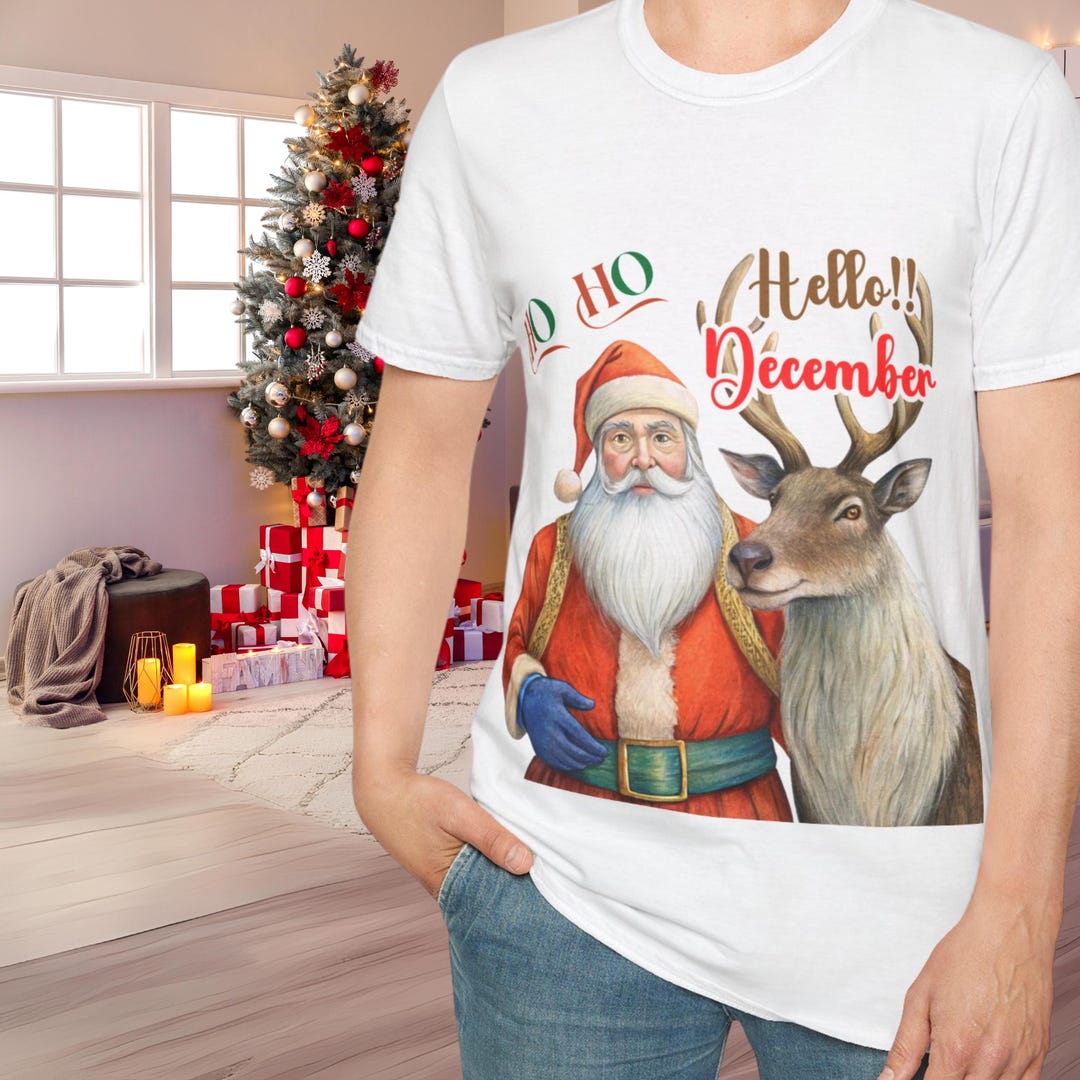 Hello December Santa Claus & Reindeer Christmas Design Embrace the ...
