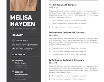 Dark Mode Resume Template | Bold & Modern CV | Microsoft Word Editable - Etsy