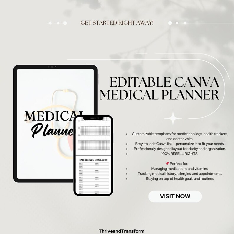 Editable Canva Medical Planner – Health & Medication Tracker Template ...