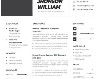 Dark Mode Resume Template | Bold & Modern CV | Microsoft Word Editable ...