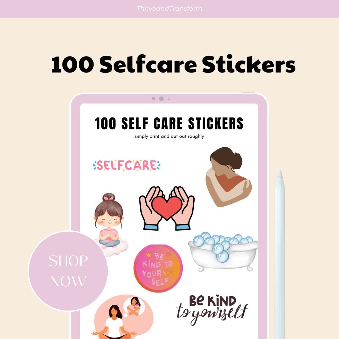 100 Selfcare Stickers Aesthetic Watercolor & Minimalist Designs for ...