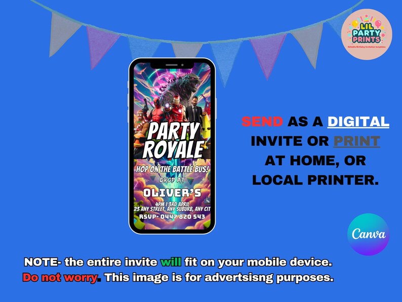 Editable Fortnight Birthday Invitation Latest Season Party Invite ...