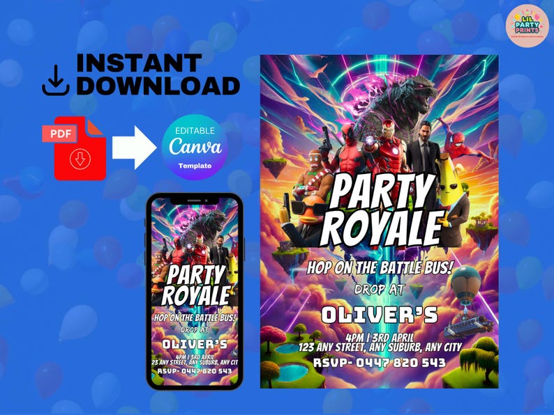 Editable Fortnight Birthday Invitation Latest Season Party Invite ...