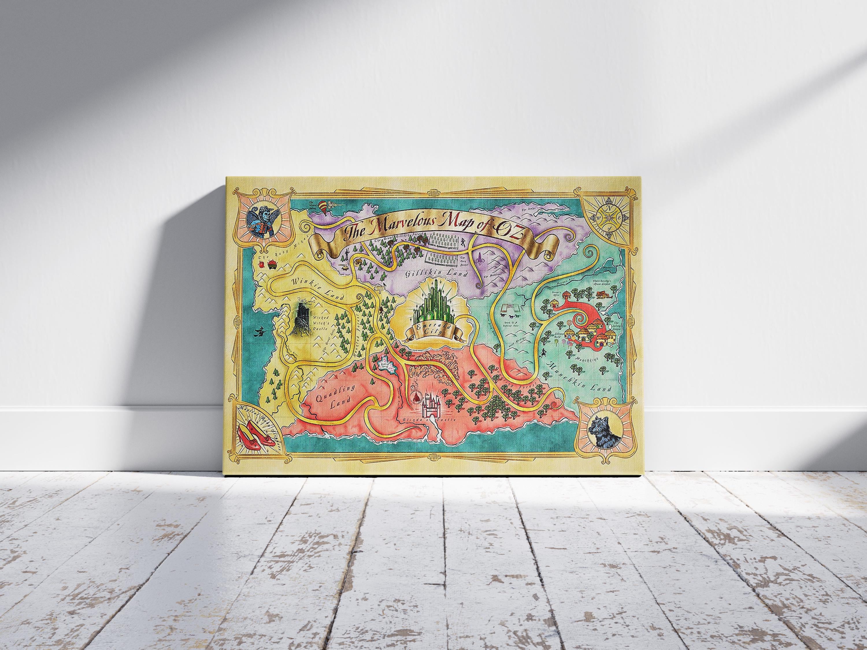 The Marvelous Map of OZ Poster, the Wonderful Wizard of Oz Map Canvas ...