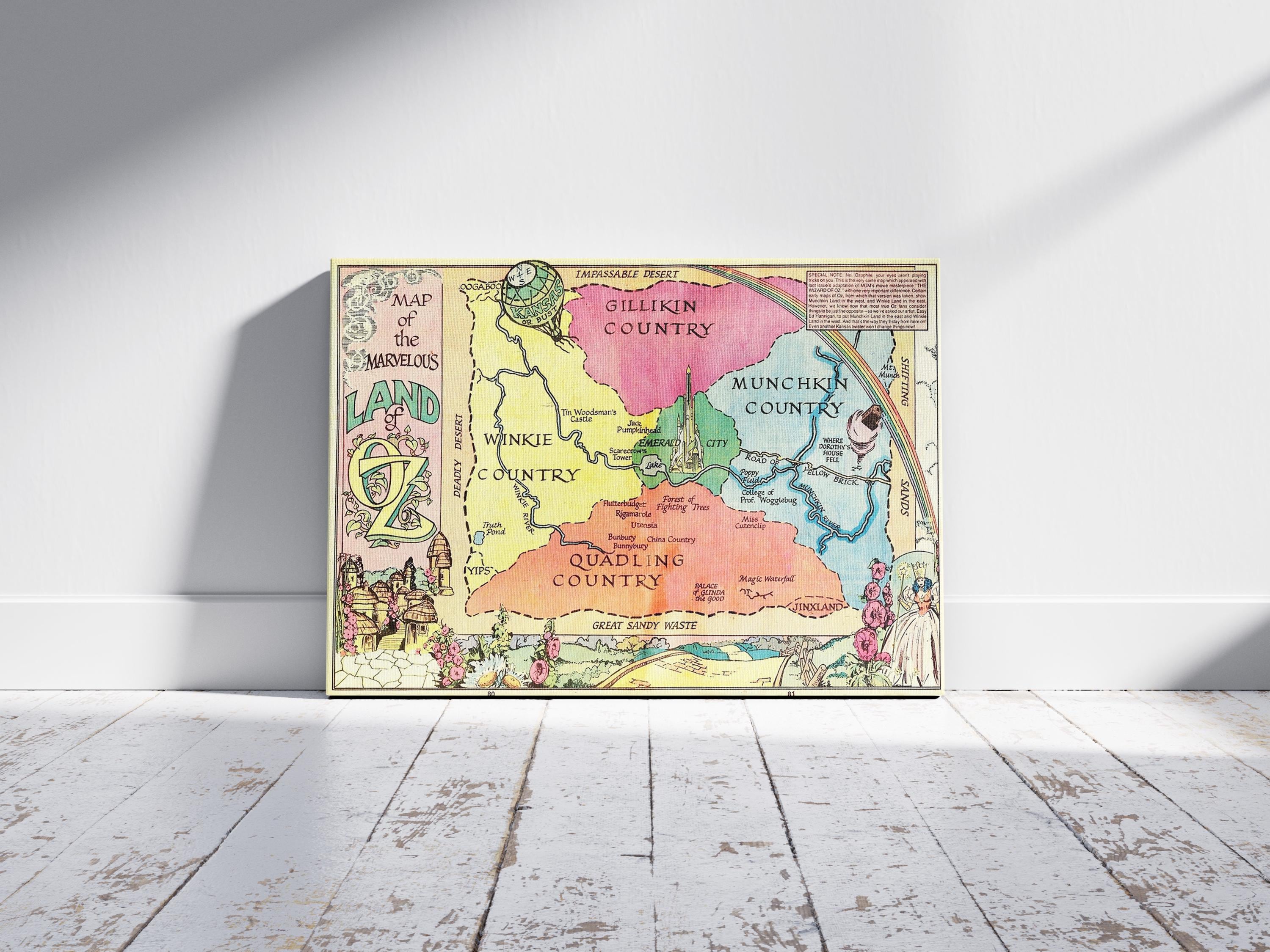 Map of the Marvelous, Land of Oz Map Poster, the Marvelous Map of OZ Poster, the Wonderful ...