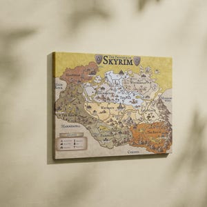 Skyrim Map Poster, Tamriel Map, Map of Skyrim, Skyrim Map Poster, Elder ...