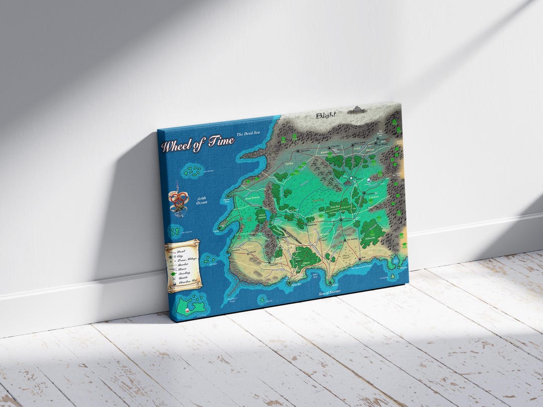 A New Wheel of Time Canvas, Wheel of Time Map Print, Fantasy Map Poster ...