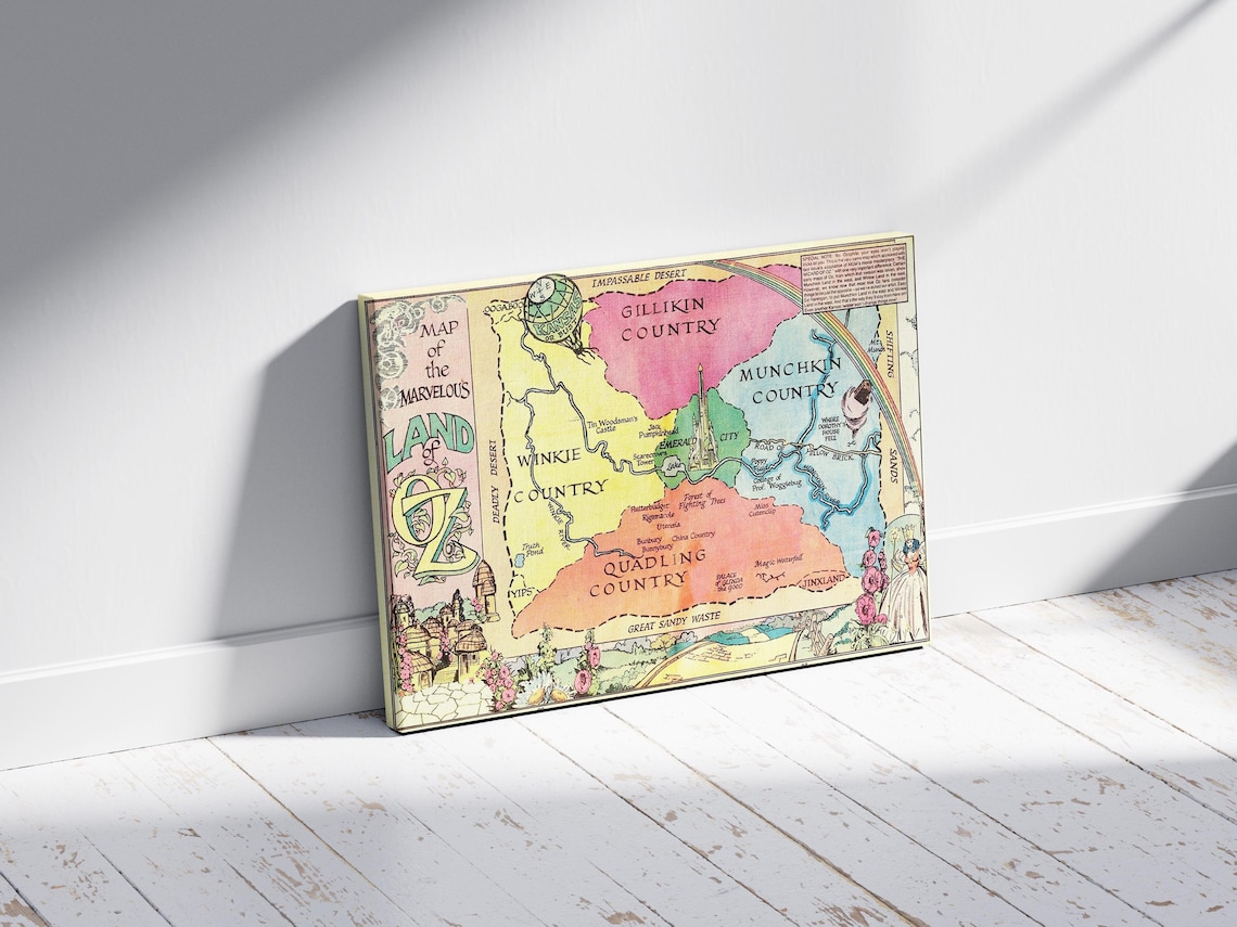 Map of the Marvelous, Land of Oz Map Poster, the Marvelous Map of OZ ...