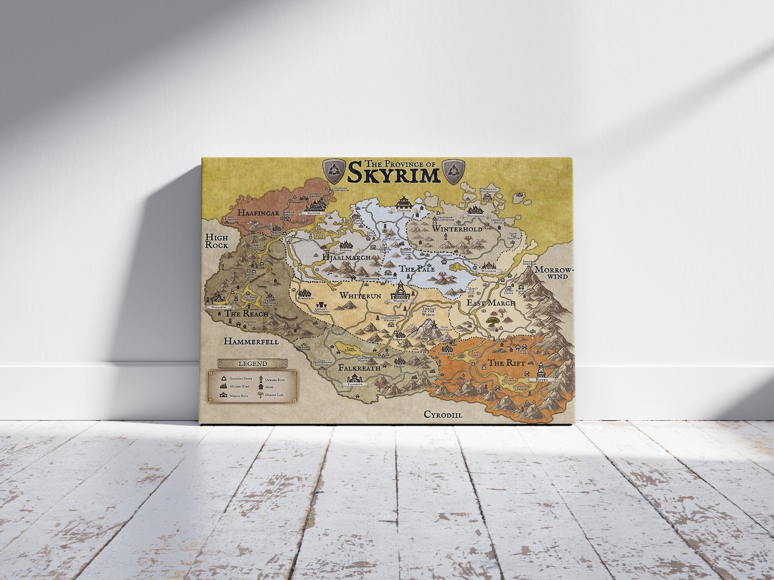 Skyrim Map Poster, Tamriel Map, Map of Skyrim, Skyrim Map Poster, Elder ...