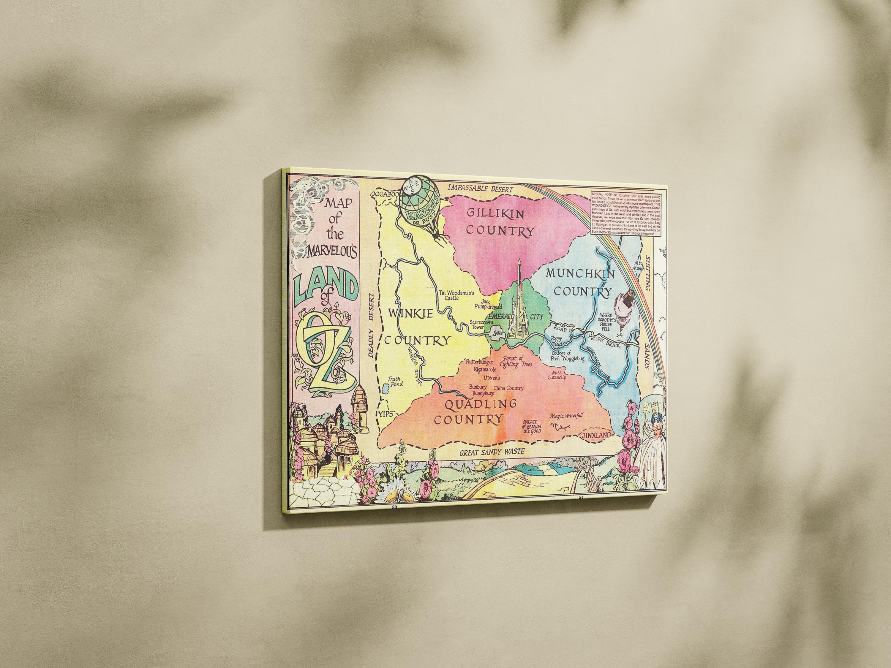 Map of the Marvelous, Land of Oz Map Poster, the Marvelous Map of OZ Poster, the Wonderful ...