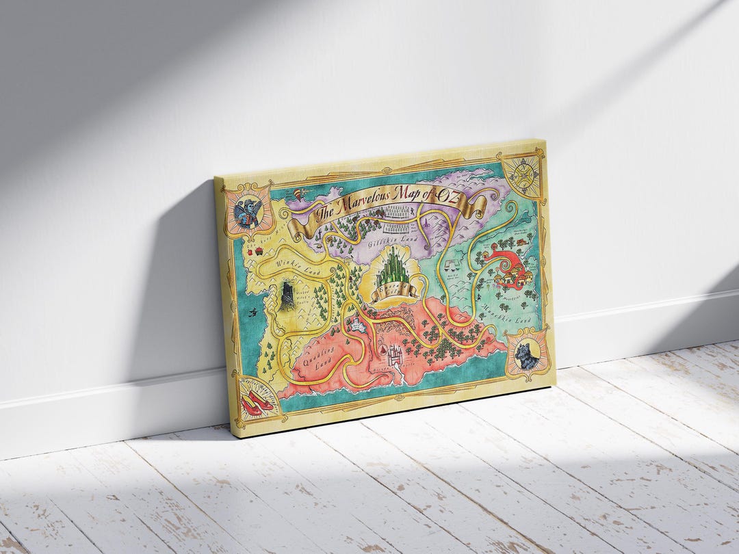 The Marvelous Map of OZ Poster, the Wonderful Wizard of Oz Map Canvas ...