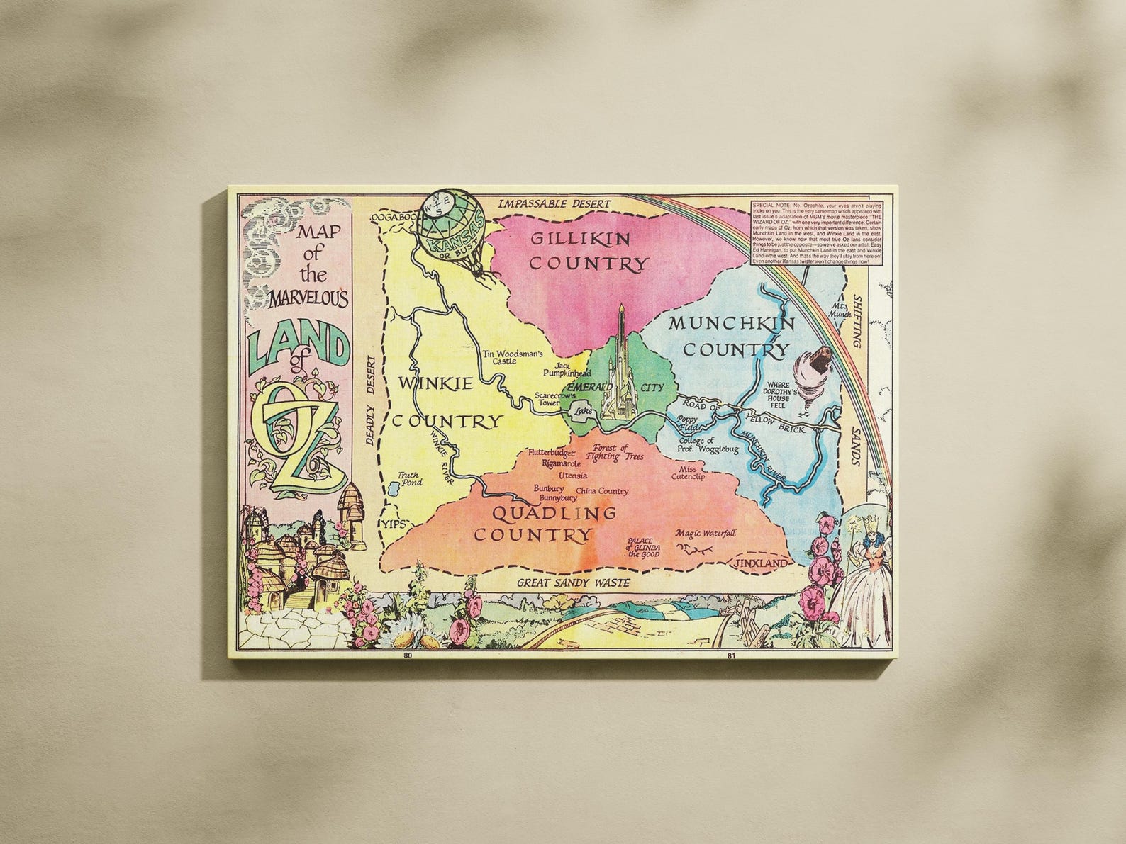 Map of the Marvelous, Land of Oz Map Poster, the Marvelous Map of OZ Poster, the Wonderful ...