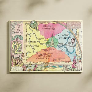 Map of the Marvelous, Land of Oz Map Poster, the Marvelous Map of OZ ...