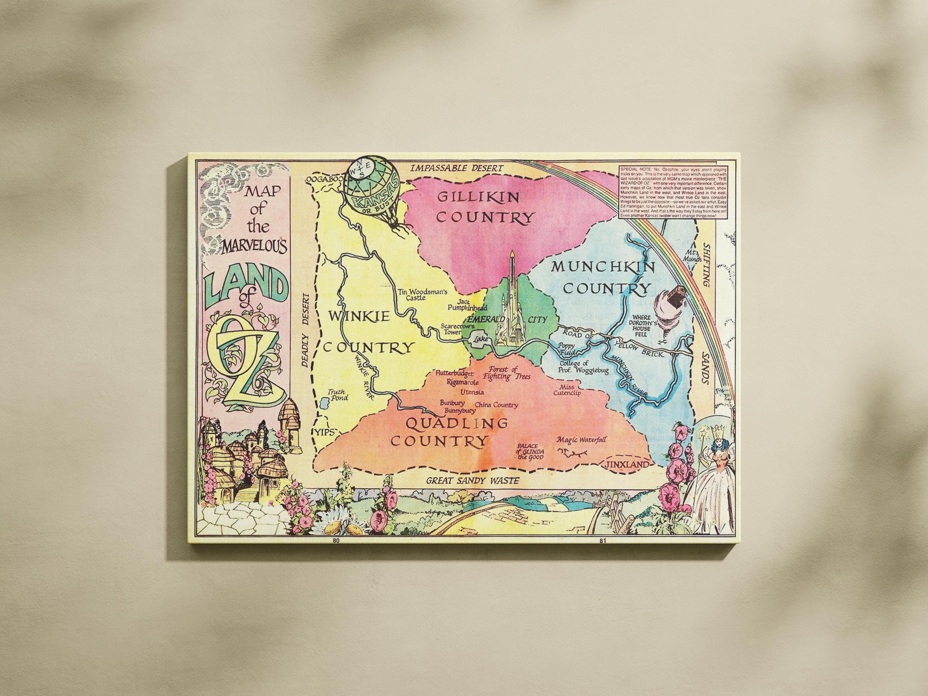 Map of the Marvelous, Land of Oz Map Poster, the Marvelous Map of OZ Poster, the Wonderful ...
