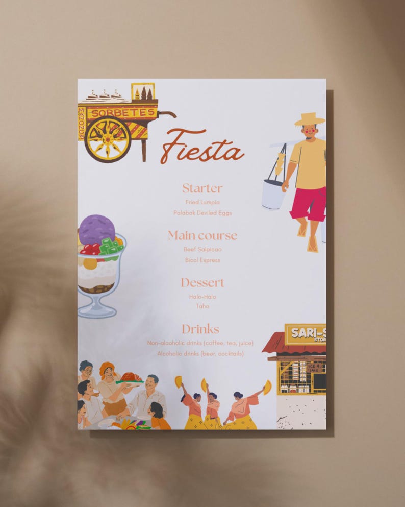 Customizable Filipino Events or Wedding Menu Digital Download for ...