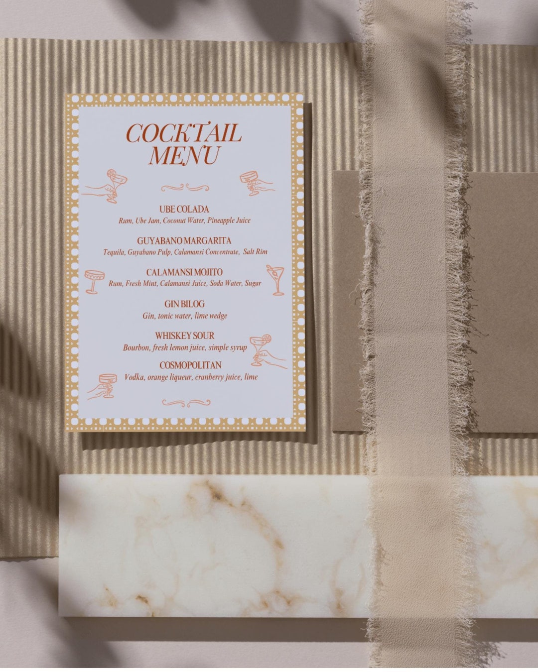 Customizable Filipino Wedding Cocktail Menu | Elegant Digital Download ...