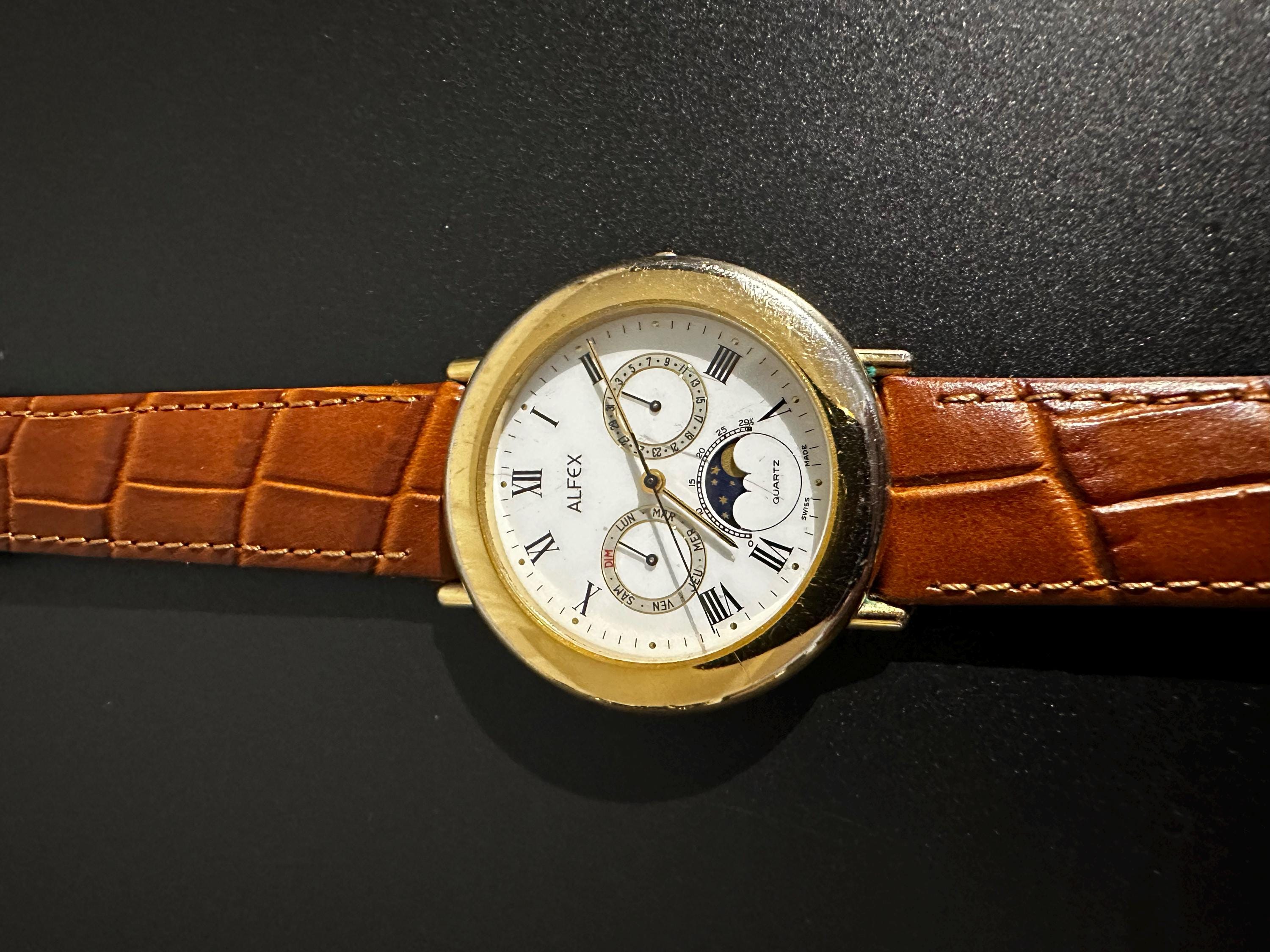 Alfex Moon Phase Swiss Made Unisex Wrist Watch - Etsy